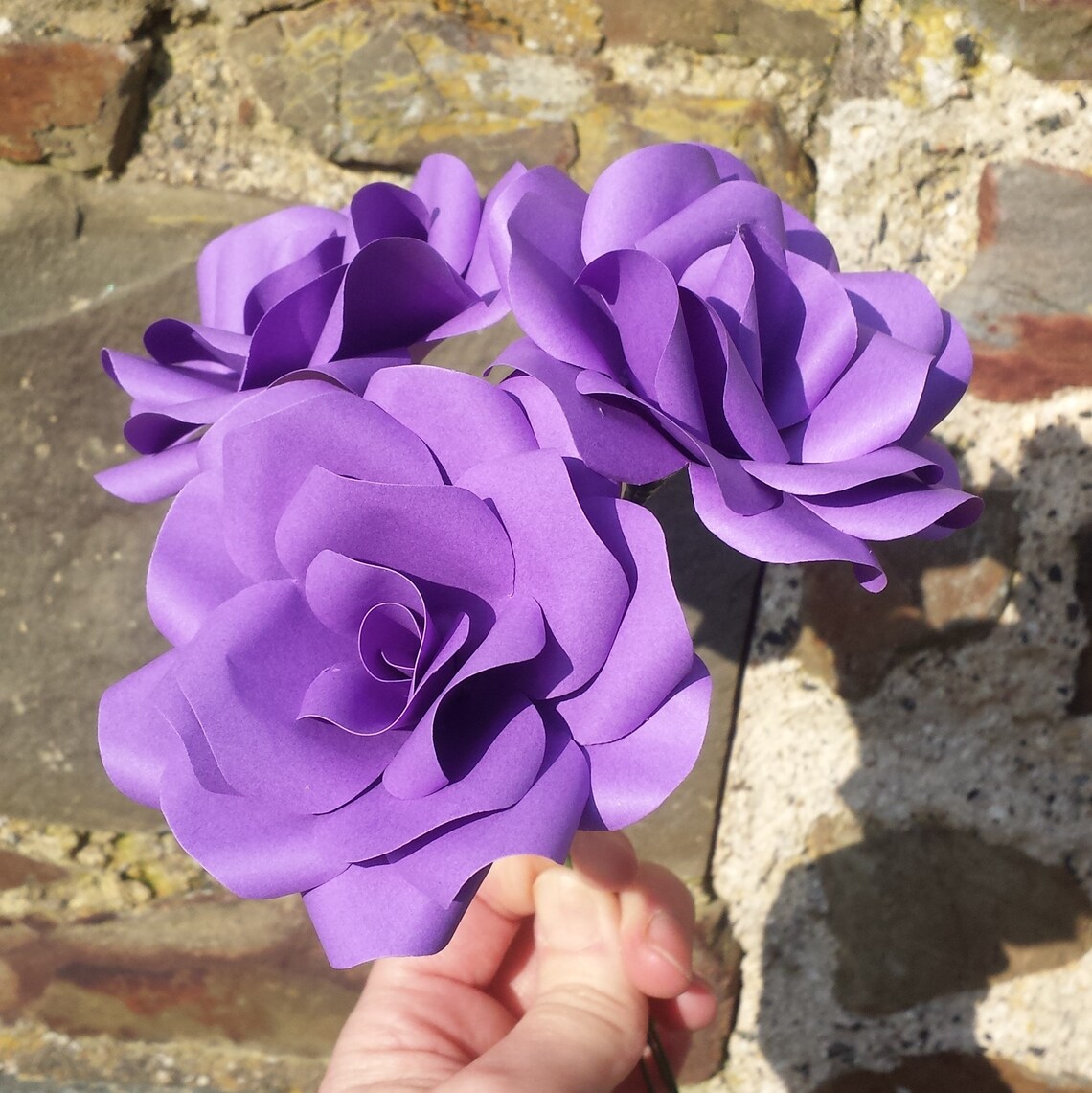 3 X Dark Purple Roses Handmade Paper Flowers Table - Etsy UK