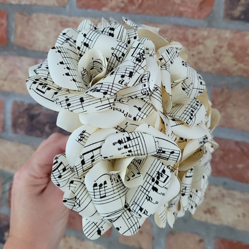 Cream Sheet Music Paper Roses Paper Flowers Roses Handmade - Etsy