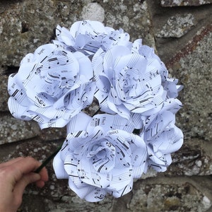 6 X Sheet Music Paper Roses, Paper Flowers Roses - Handmade Paper ...