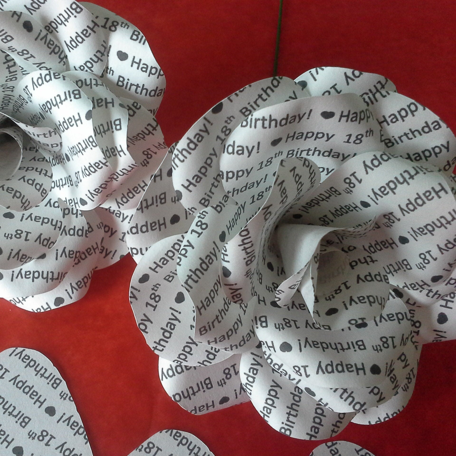 12 X Personalised Message Paper Flowers Paper Roses 18th or | Etsy UK