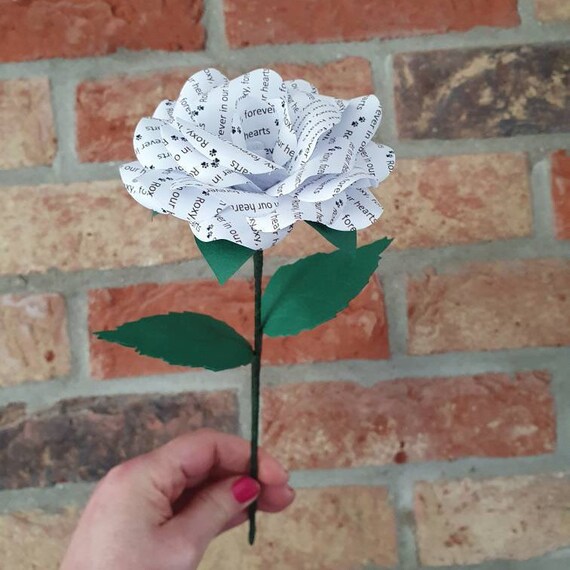Single Personalised Message Flower Paper Rose Paper Flower | Etsy UK