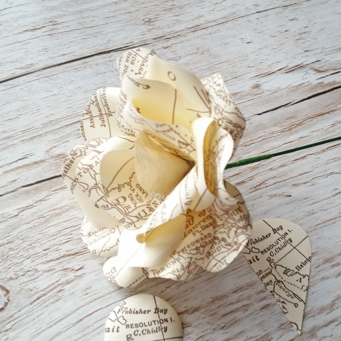 Vintage Map Paper Roses: Handmade Bouquet, Wedding Decor - Set of 3 - Etsy