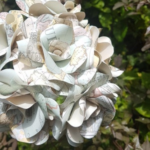 Map Paper Flower Bridal Bouquet - Etsy
