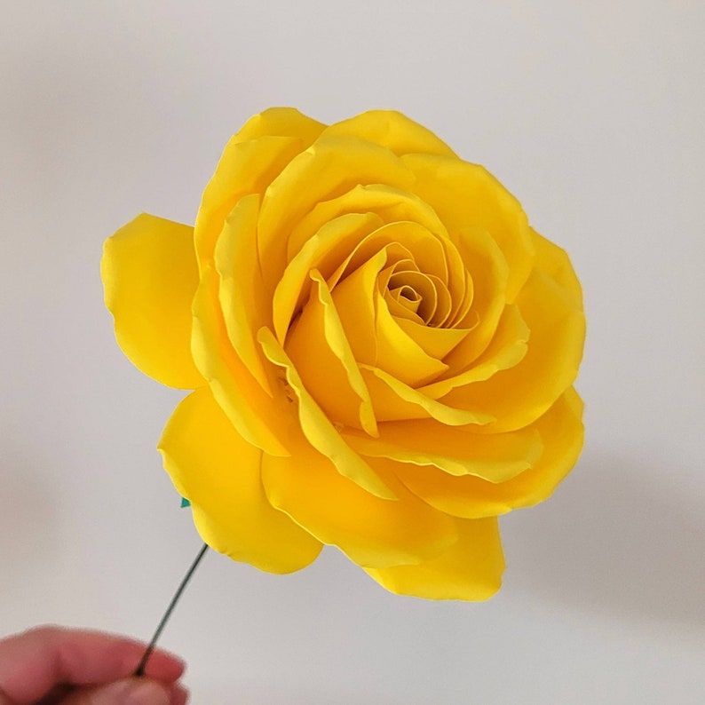 Bright Yellow Paper Rose Paper Flower Valentines Rose - Etsy