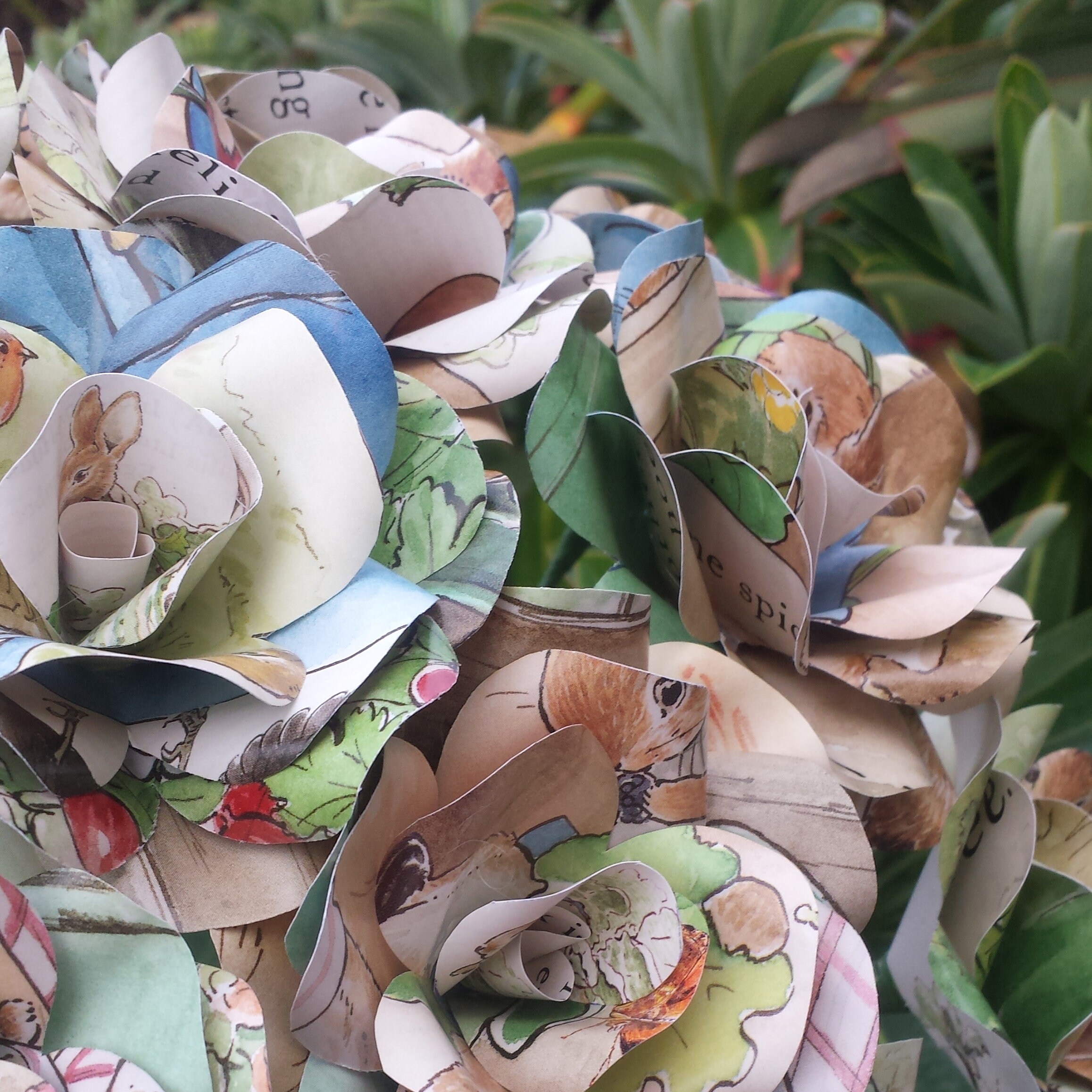 Peter Rabbit Paper Roses, Book Paper Flowers, Handmade Paper Flowers ...