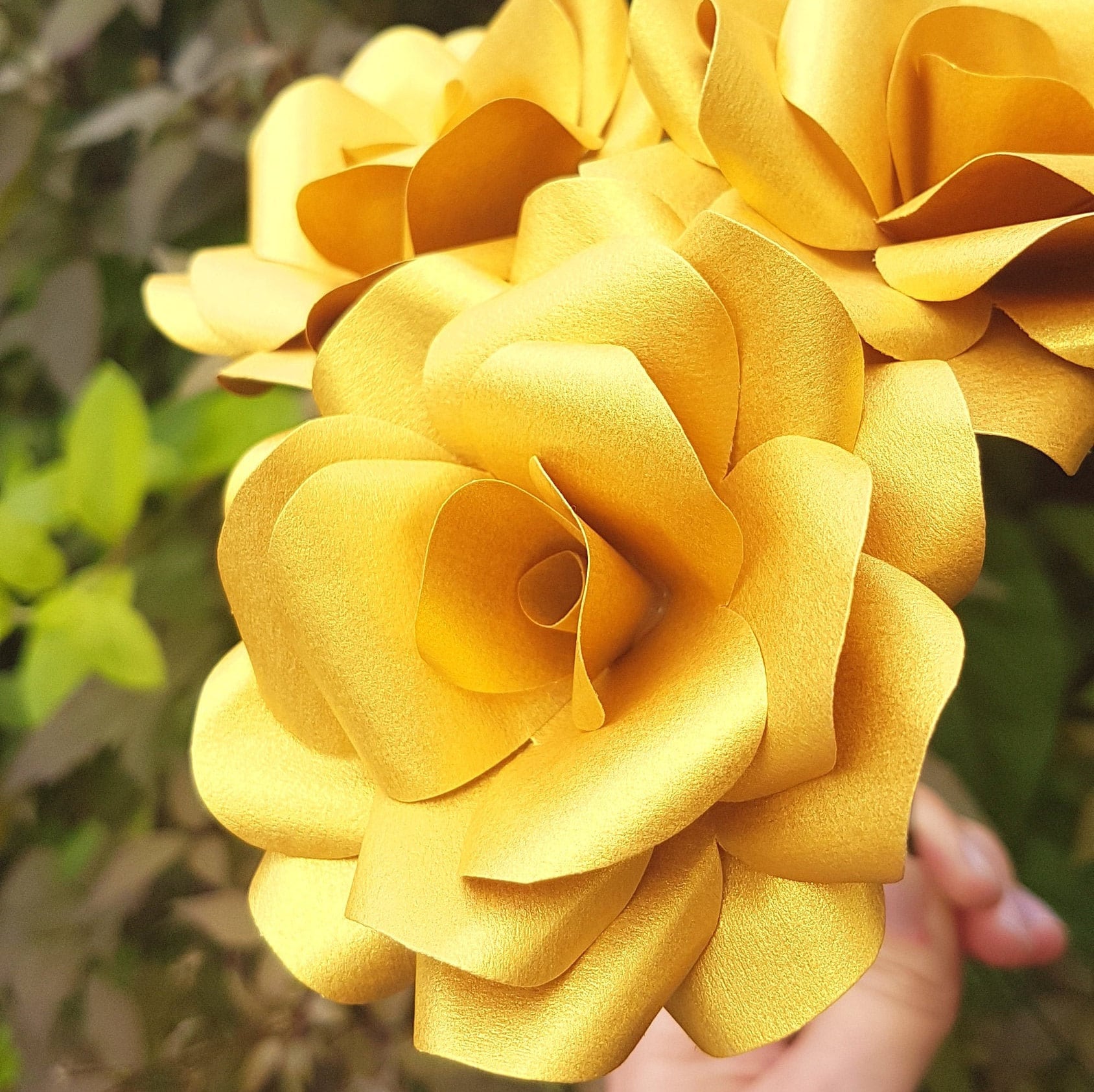 6 X Gold Paper Flowers Handmade Paper Roses Party Decor - Etsy UK