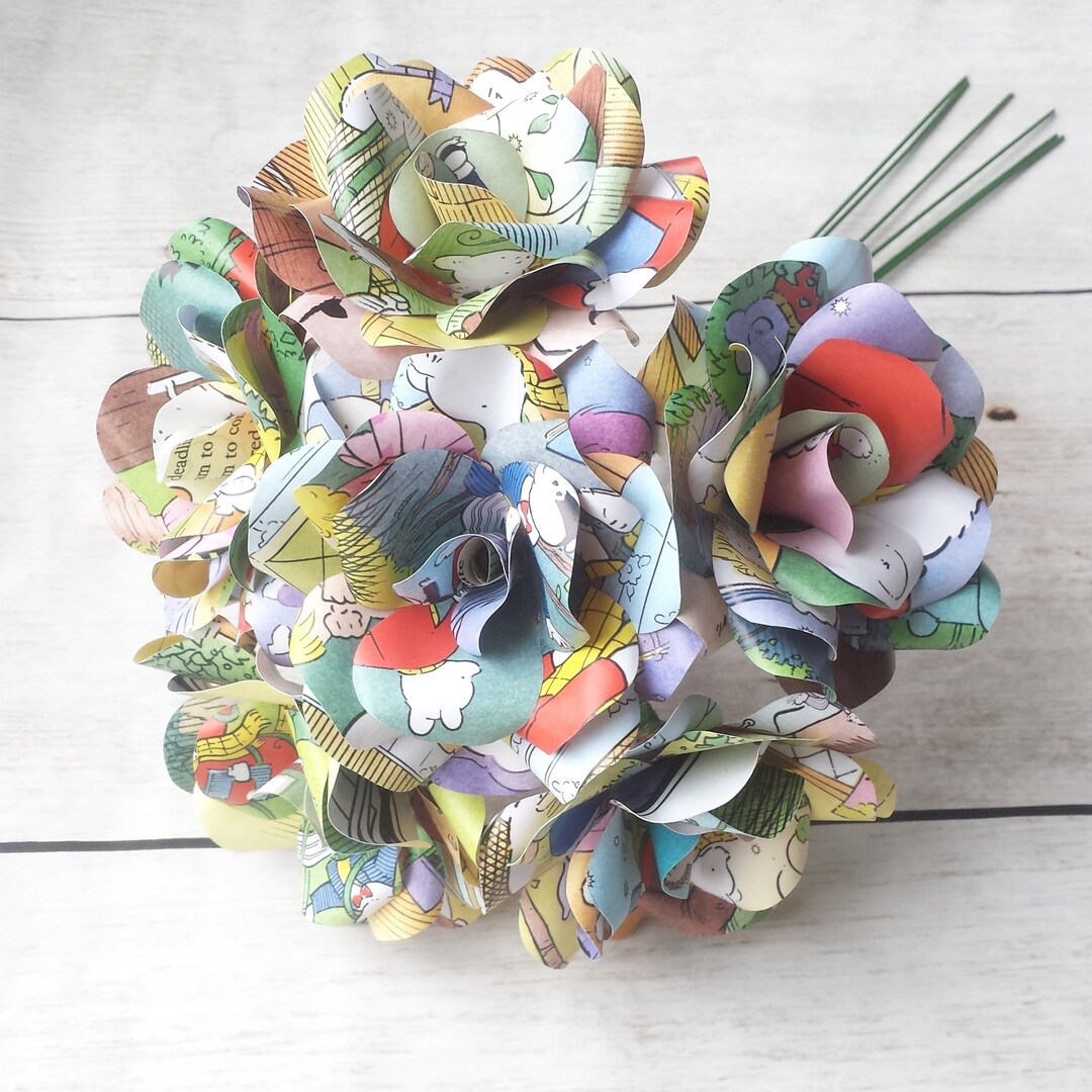 6 X Rupert Bear Paper Roses | Handmade Paper Flowers - Etsy