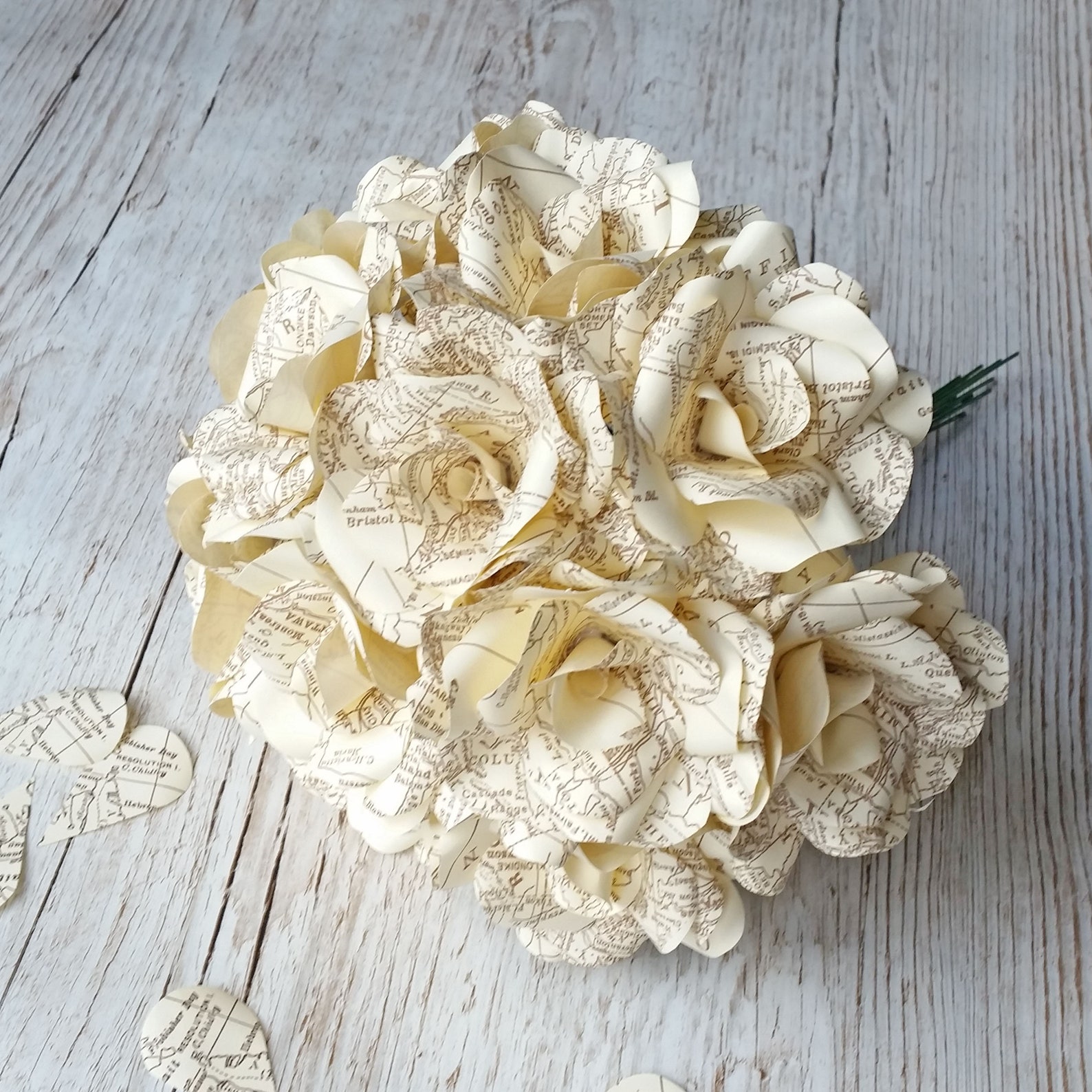 12 X Vintage Map Roses Paper Flower Roses | Etsy