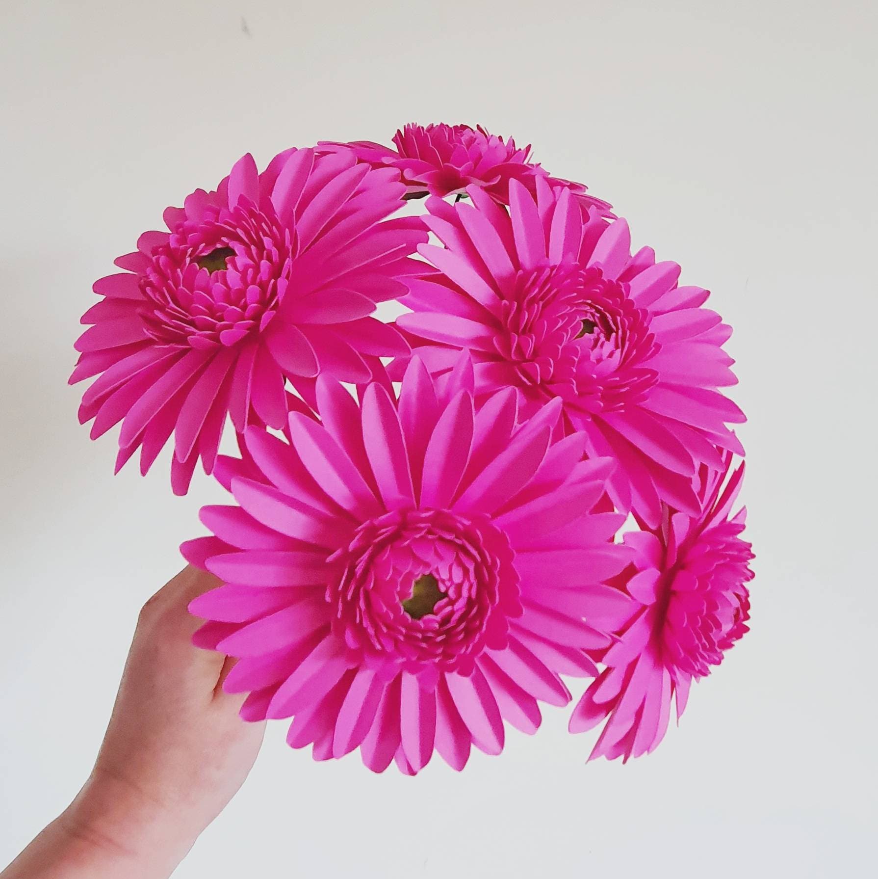 Bright Pink Paper Gerbera Daisies Handmade Paper Flowers - Etsy UK