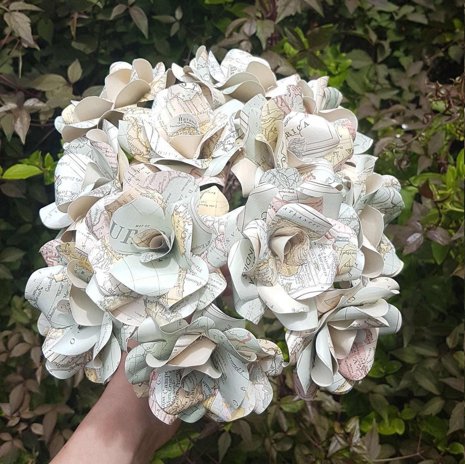 Map Paper Flower Bridal Bouquet - Etsy