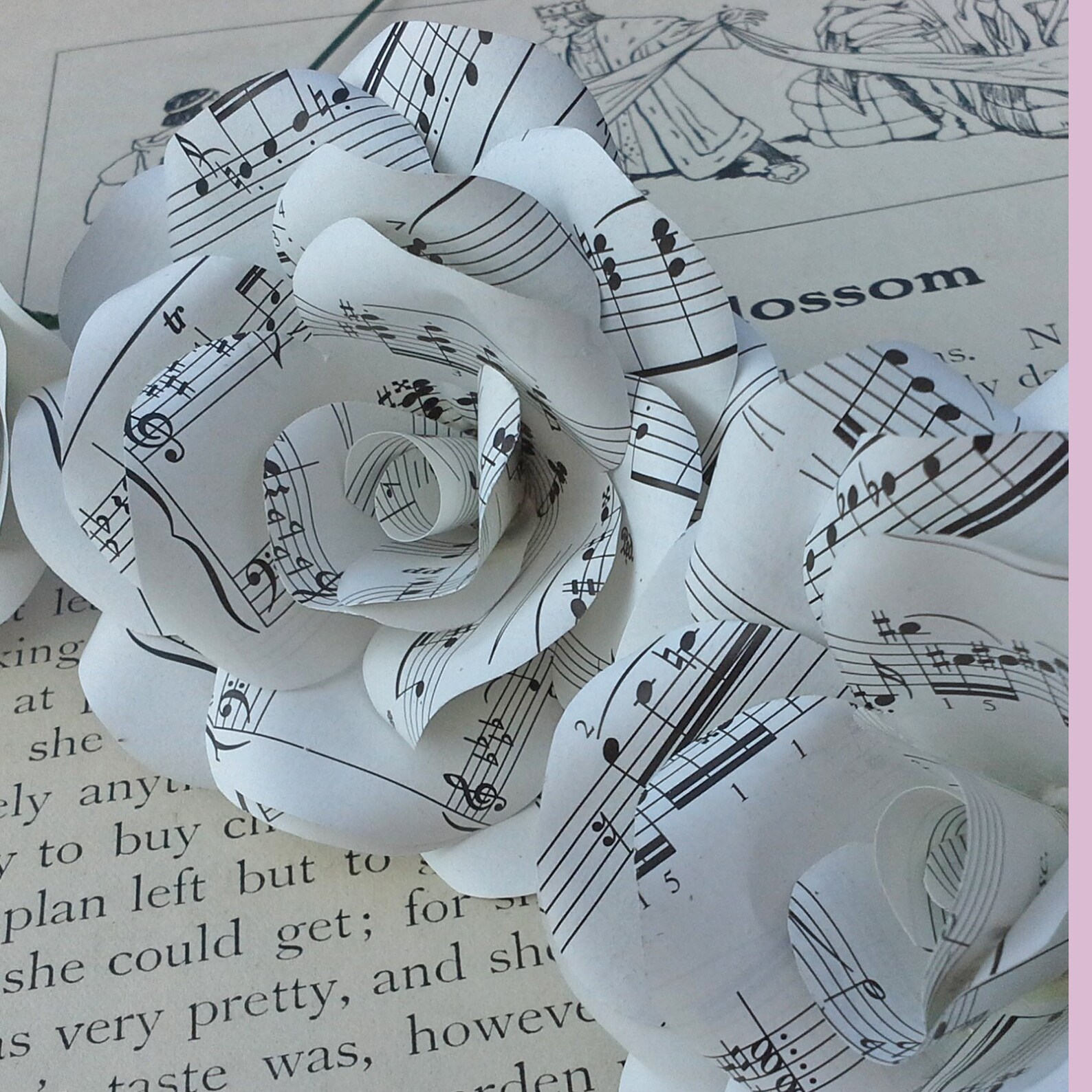 6 X Sheet Music Paper Roses Paper Flowers Roses Handmade - Etsy