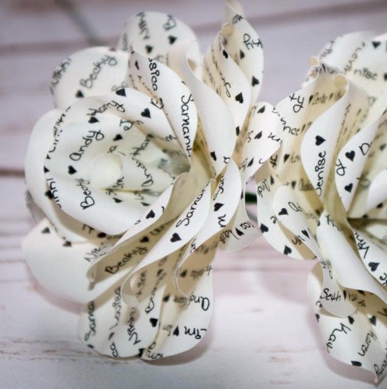 12 X Personalised Message Paper Flowers Paper Roses 18th or | Etsy UK