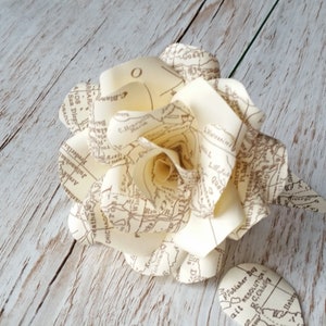 12 X Vintage Map Roses | Paper Flower Roses - Etsy
