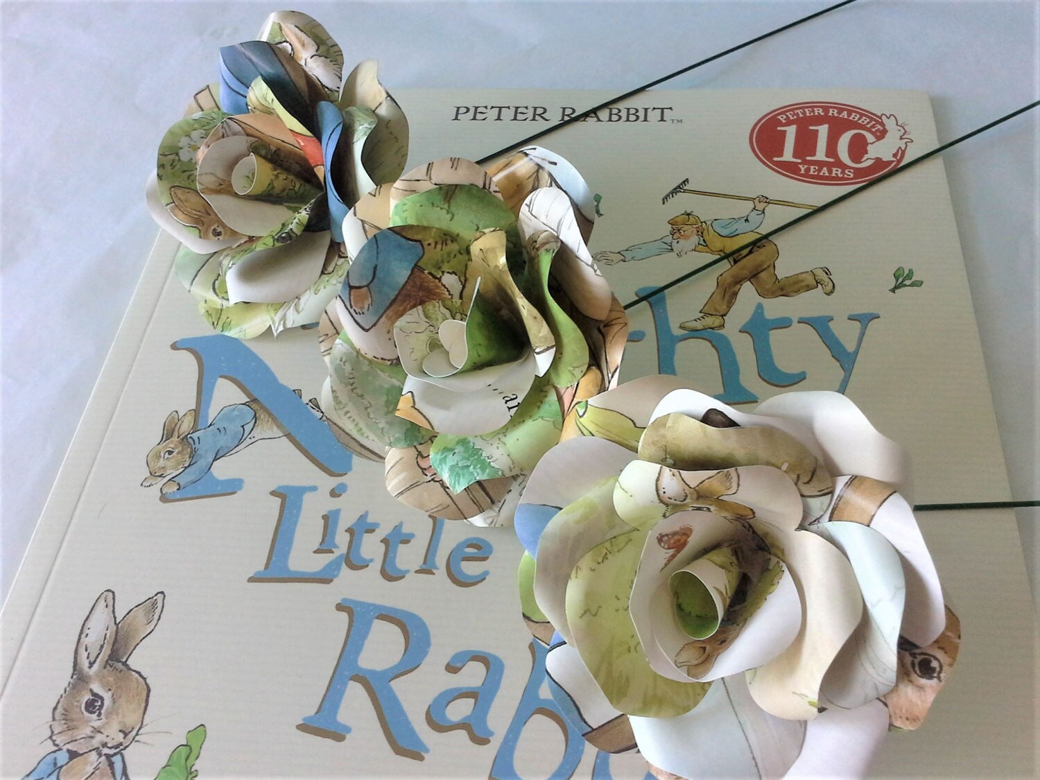 3 X Peter Rabbit Paper Flowers Book Paper Roses Handmade | Etsy
