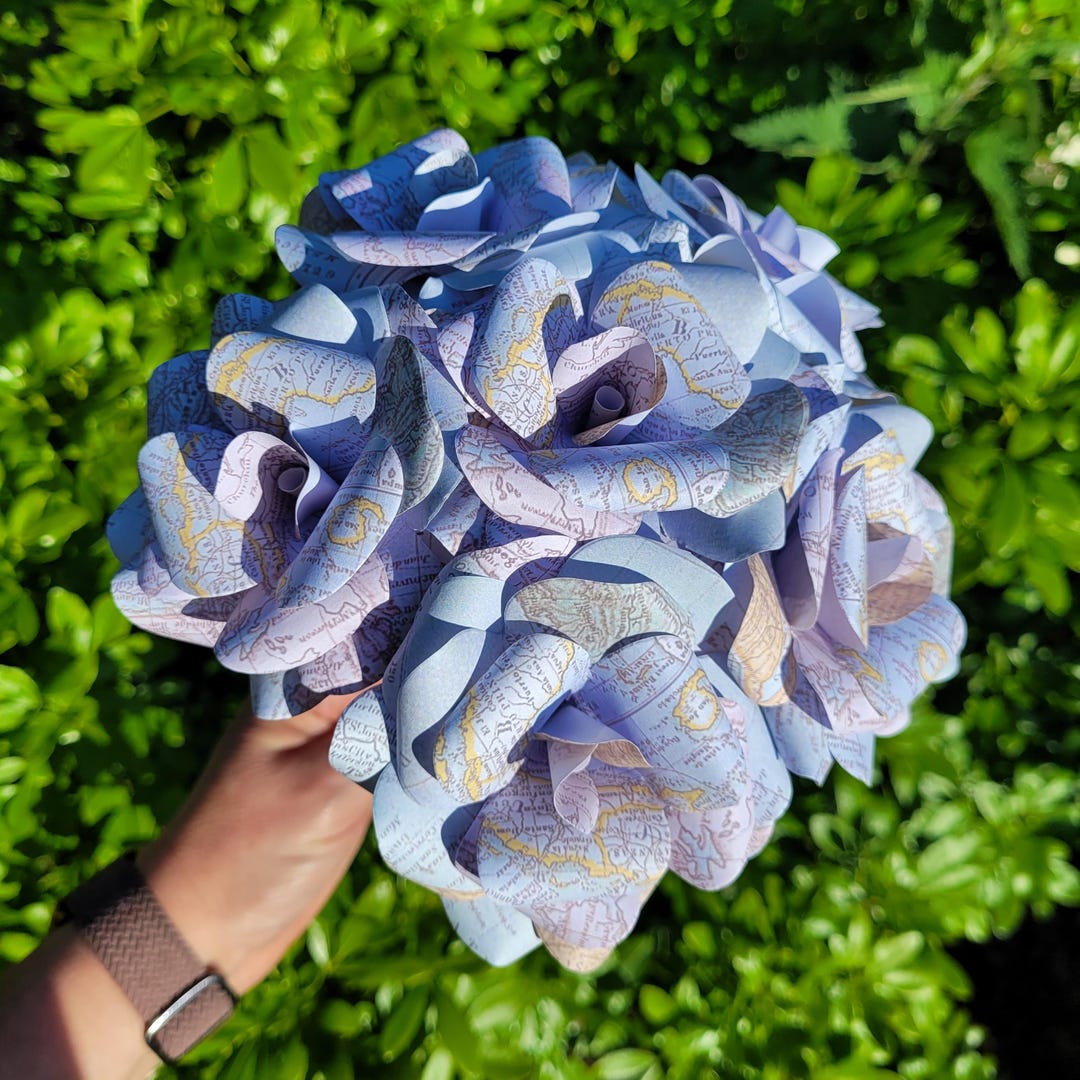 6 X Travel Map Roses, Paper Flower Roses, Handmade Bouquet, Paper Roses ...