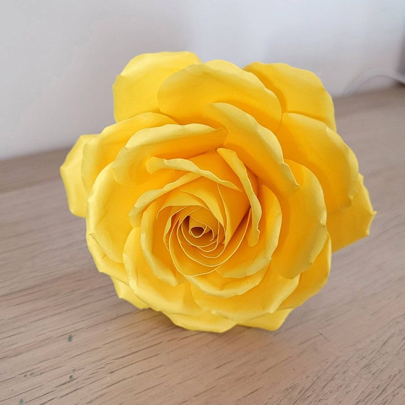 Bright Yellow Paper Rose Paper Flower Valentines Rose - Etsy