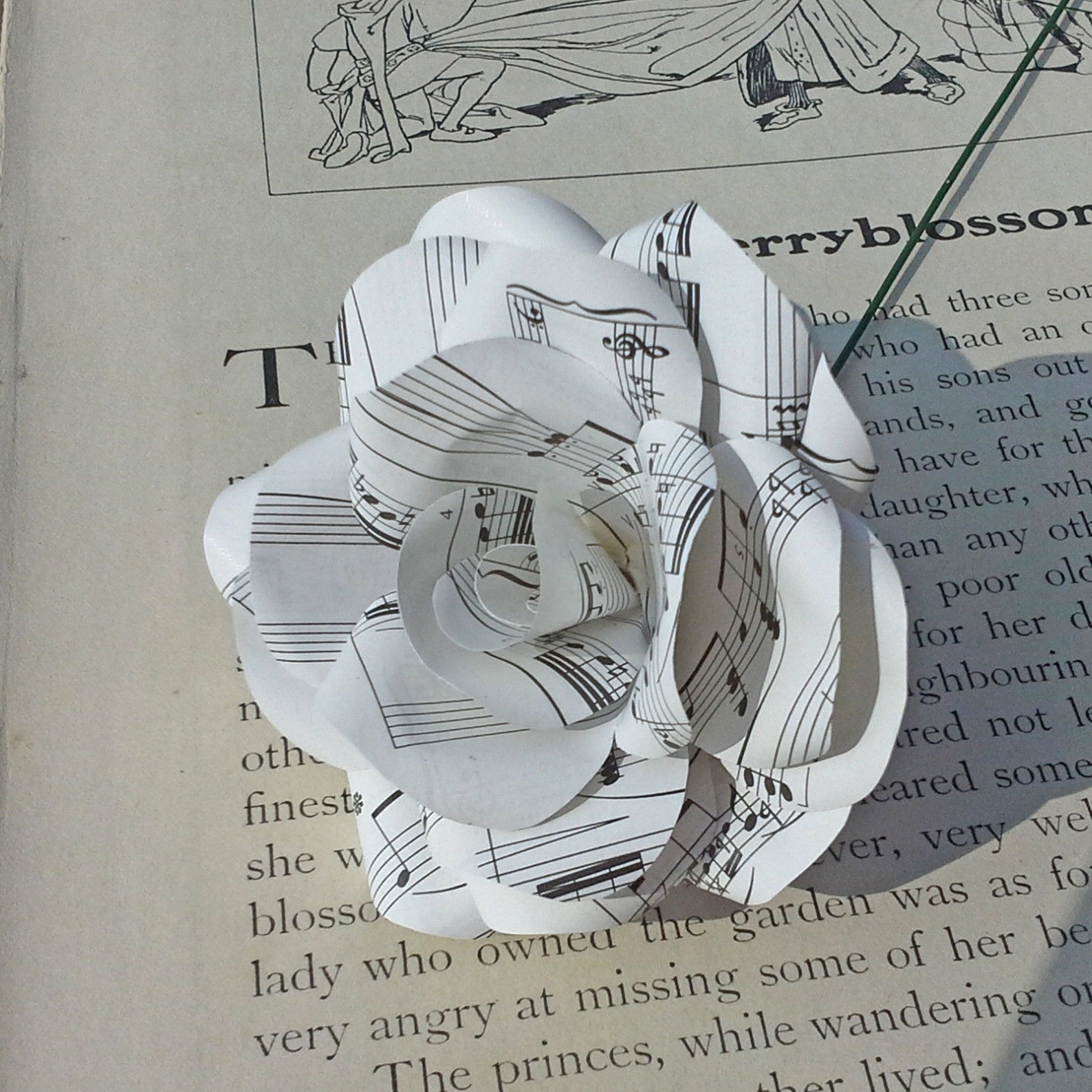 6 X Sheet Music Paper Roses Paper Flowers Roses Handmade - Etsy