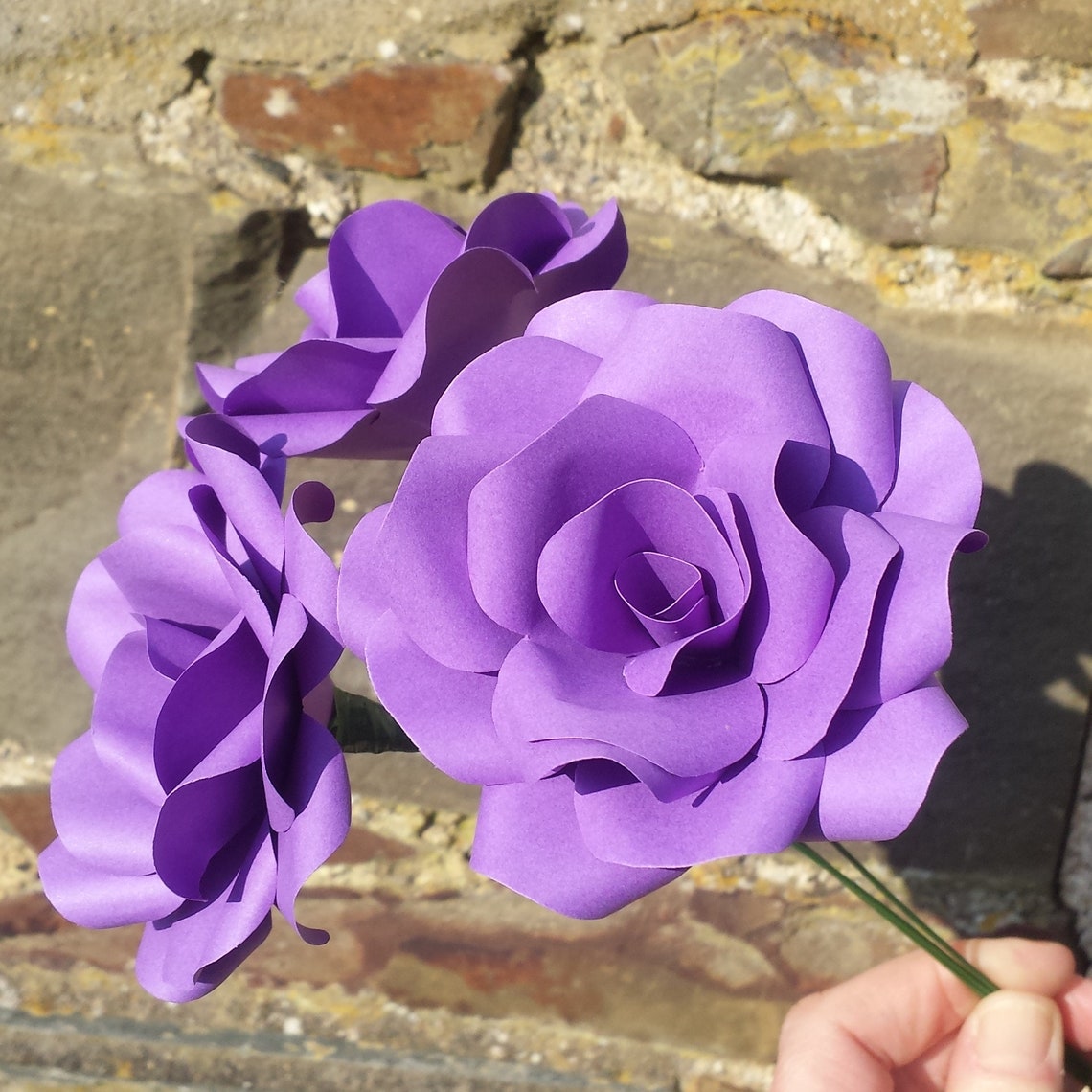 3 X Dark Purple Roses Handmade Paper Flowers Table - Etsy UK