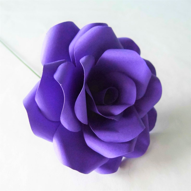 3 X Dark Purple Roses Handmade Paper Flowers Table Etsy Uk