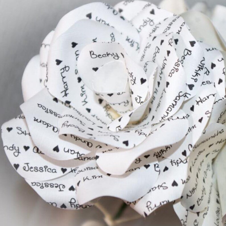 Personalised Paper Flowers x 3 Message Paper Roses | Etsy