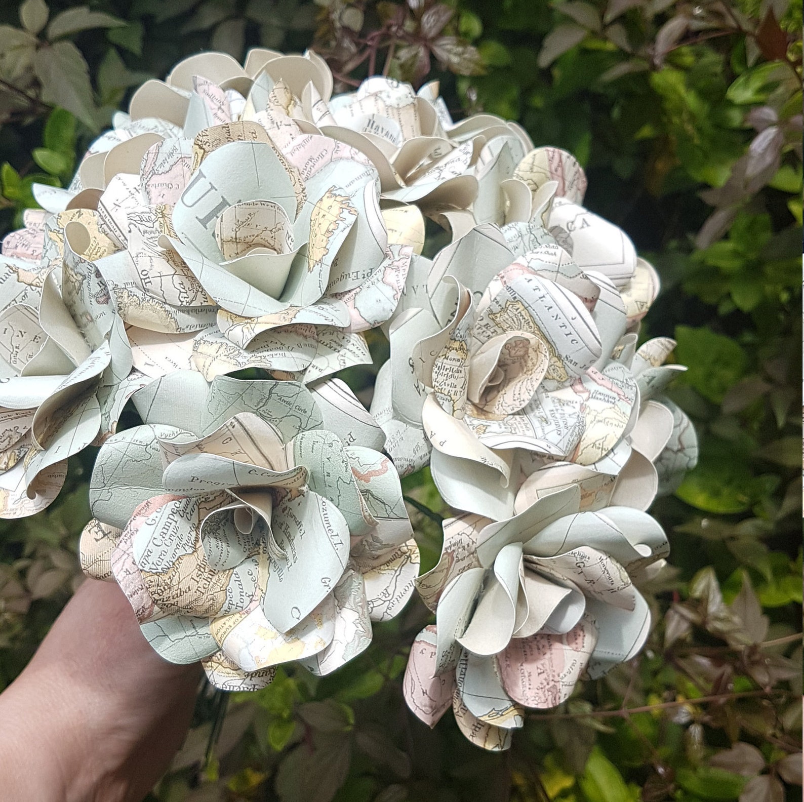 Map Paper Flower Bridal Bouquet - Etsy