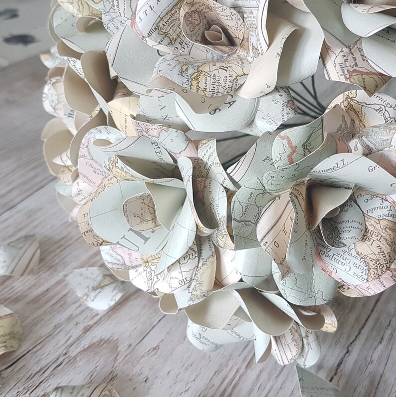 Map Paper Flower Bridal Bouquet | Etsy