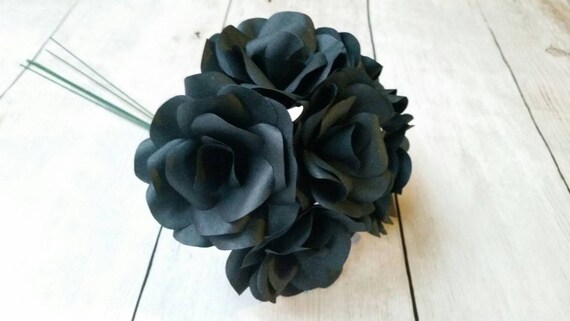 6 X Black Roses Handmade Paper Flowers Table Decorations | Etsy