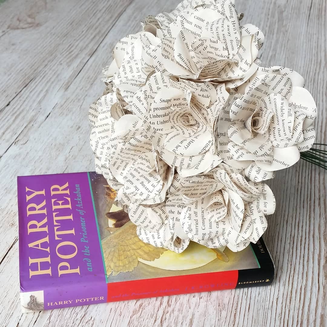 Book Page Paper Flower Roses - Handmade Paper Flowers - Artificial ...