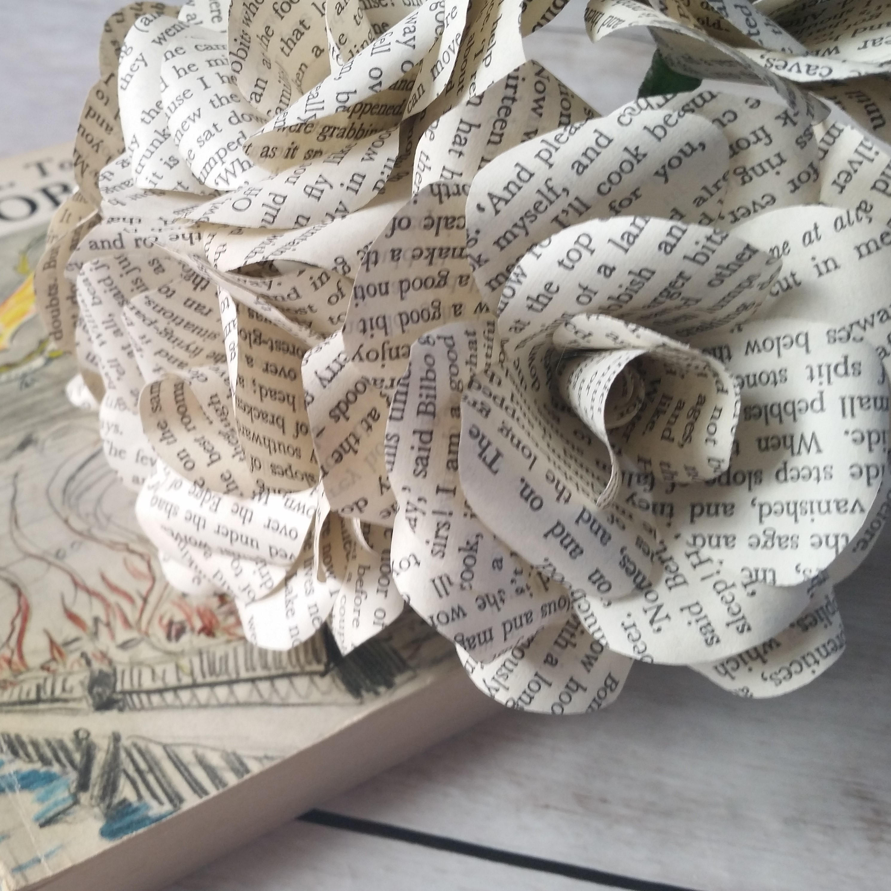 6 X the Hobbit Paper Roses, Book Page Paper Flower Roses, Handmade ...