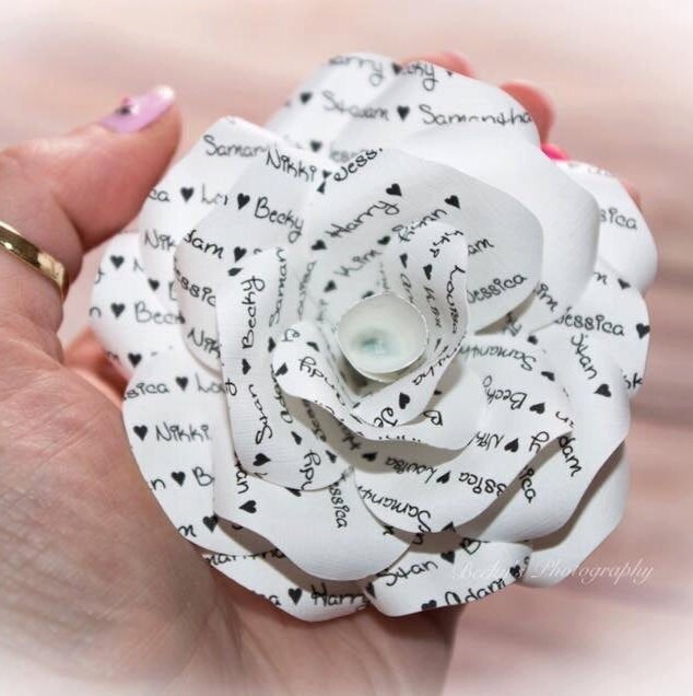 12 X Personalised Message Paper Flowers Paper Roses 18th or | Etsy UK