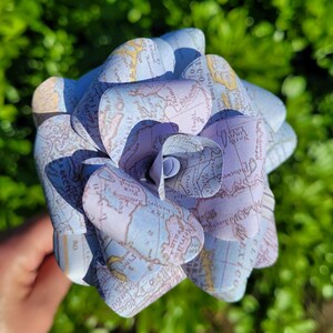 6 X Travel Map Roses, Paper Flower Roses, Handmade Bouquet, Paper Roses ...