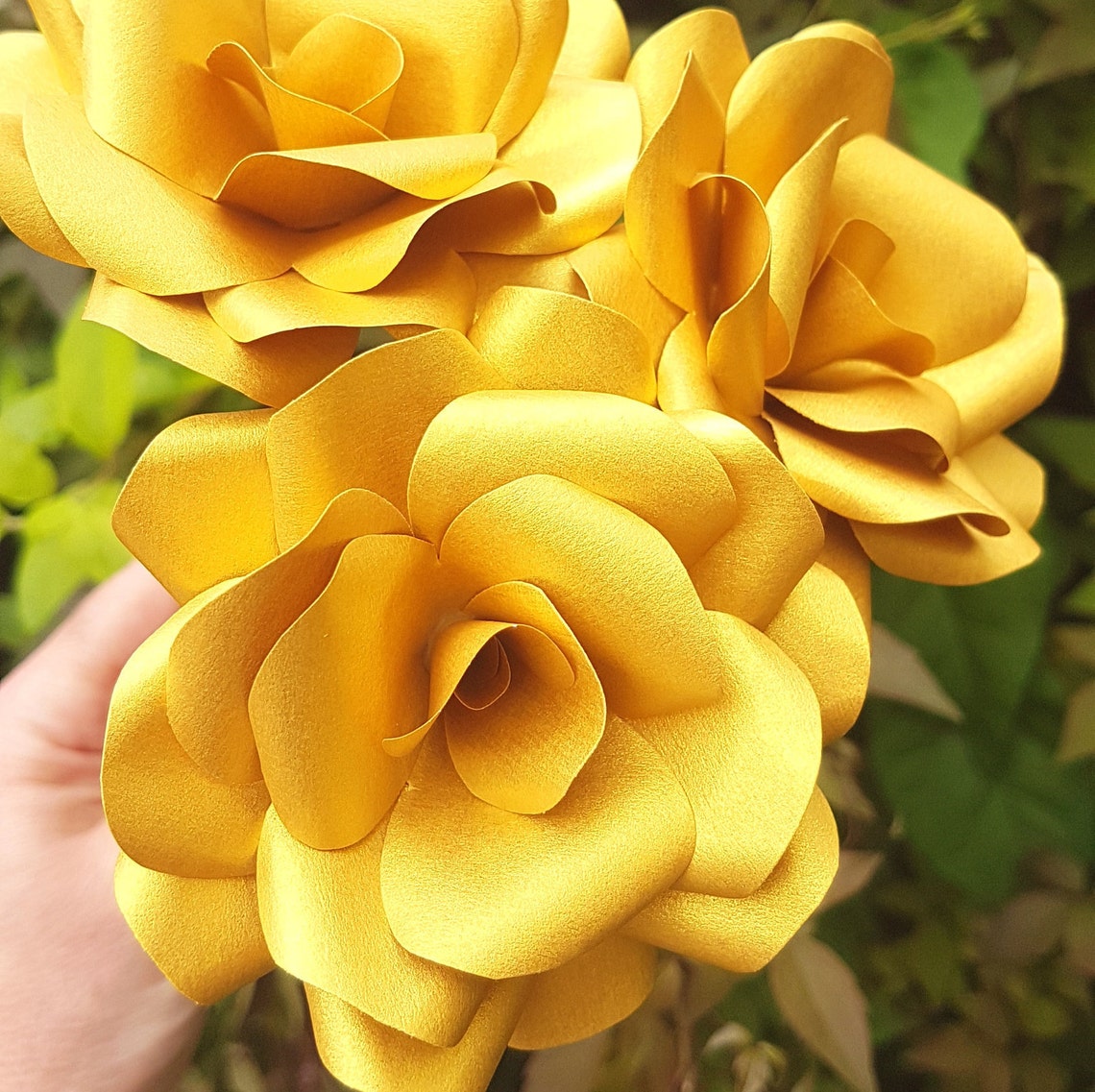 6 X Gold Paper Flowers Handmade Paper Roses Party Decor - Etsy UK