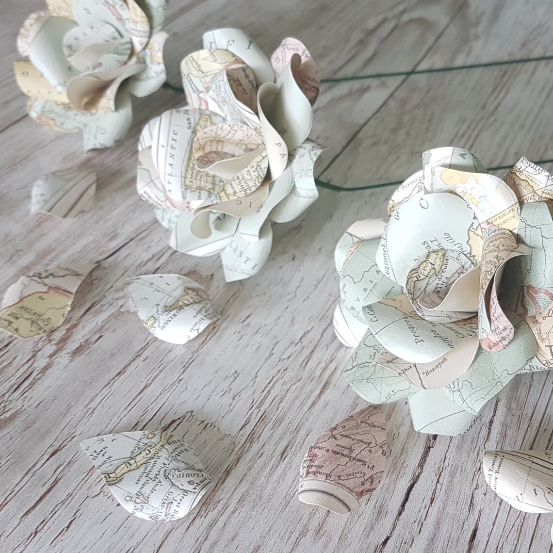 3 X Map Roses Paper Flowers Bouquet Paper Roses Beautiful - Etsy UK