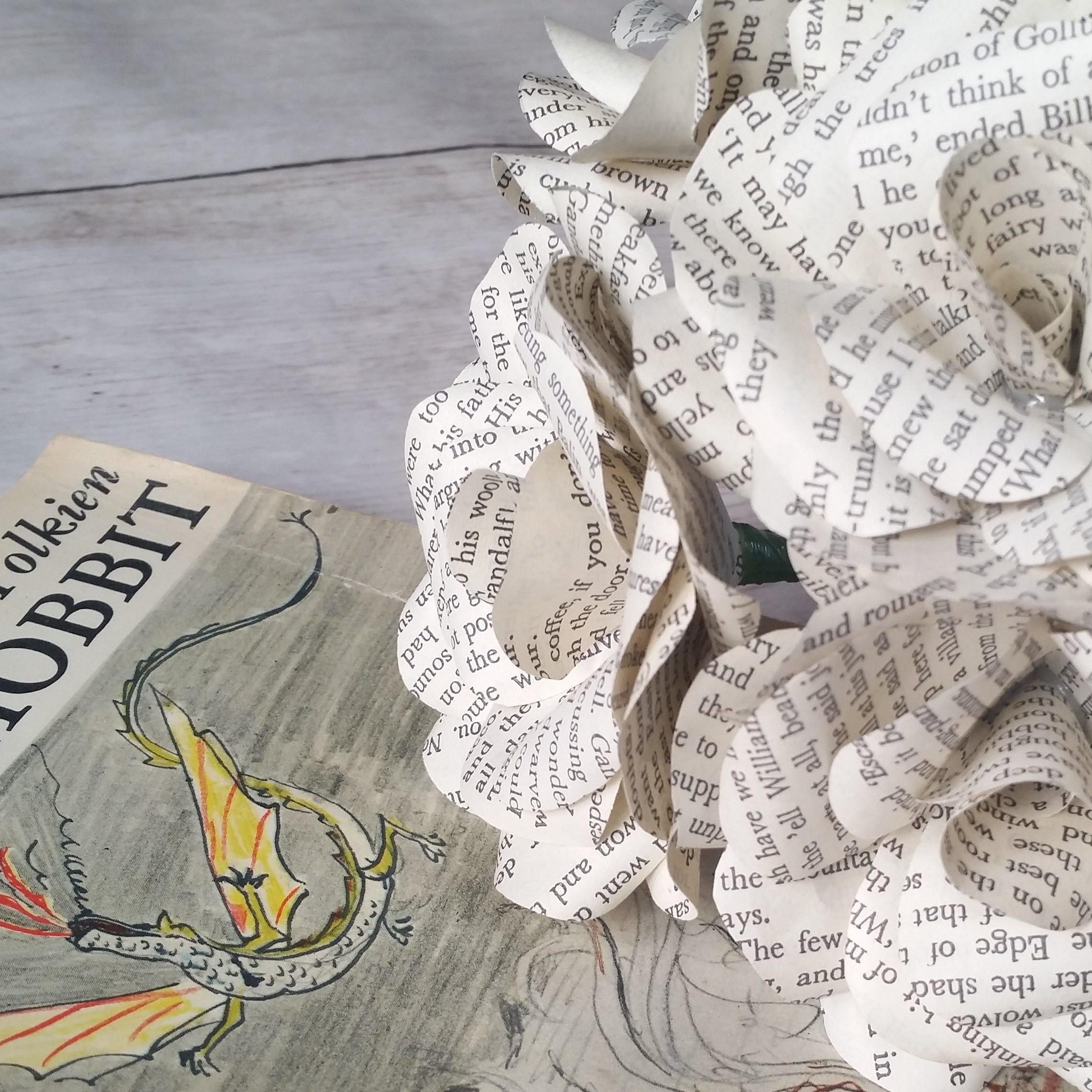 6 X the Hobbit Paper Roses, Book Page Paper Flower Roses, Handmade ...