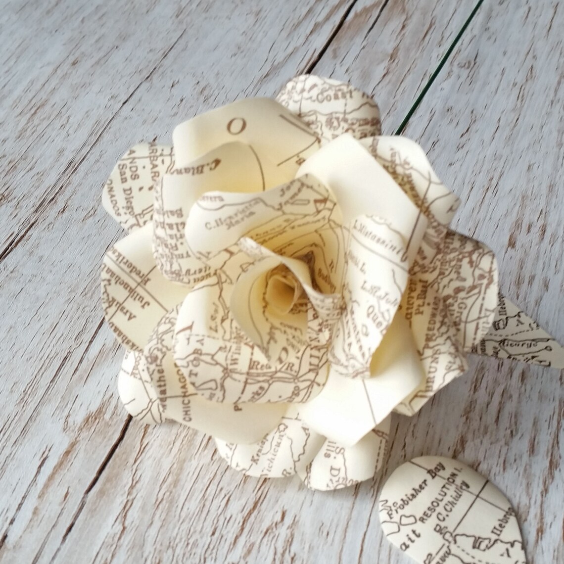 Vintage Map Paper Roses: Handmade Bouquet, Wedding Decor - Set of 3 - Etsy