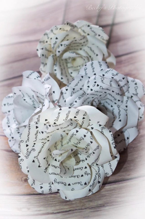 Personalised Message Paper Flowers X 6 Paper Roses - Etsy UK