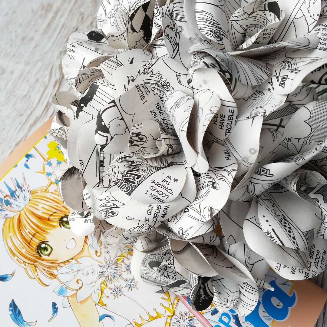 Manga Book Page Paper Flower Roses - Handmade Paper Flowers ...
