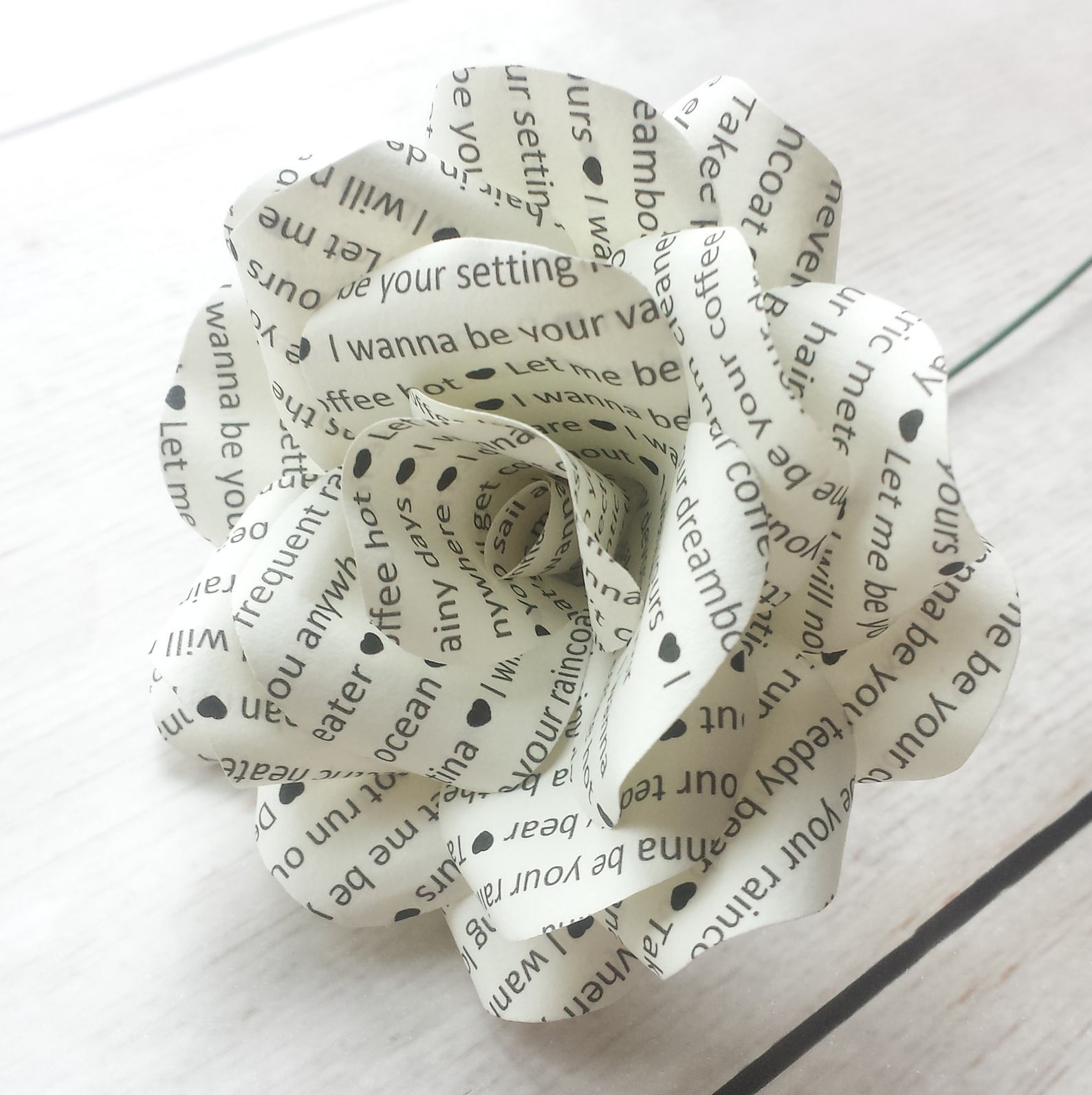 Single Personalised Message Flower Paper Rose Paper Flower | Etsy UK