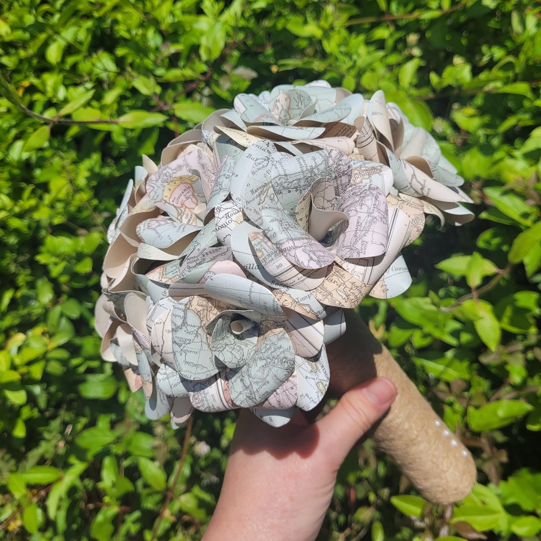 Map Paper Flower Bridal Bouquet - Etsy