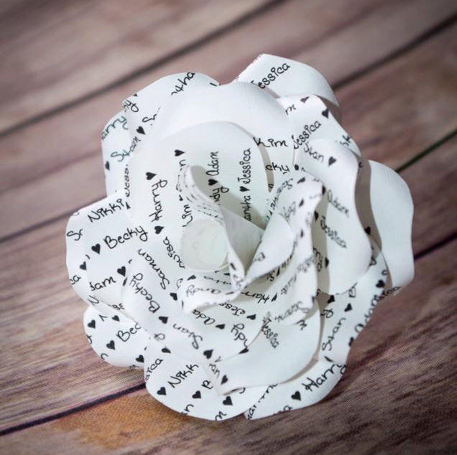 Single Personalised Message Flower Paper Rose Paper Flower | Etsy UK