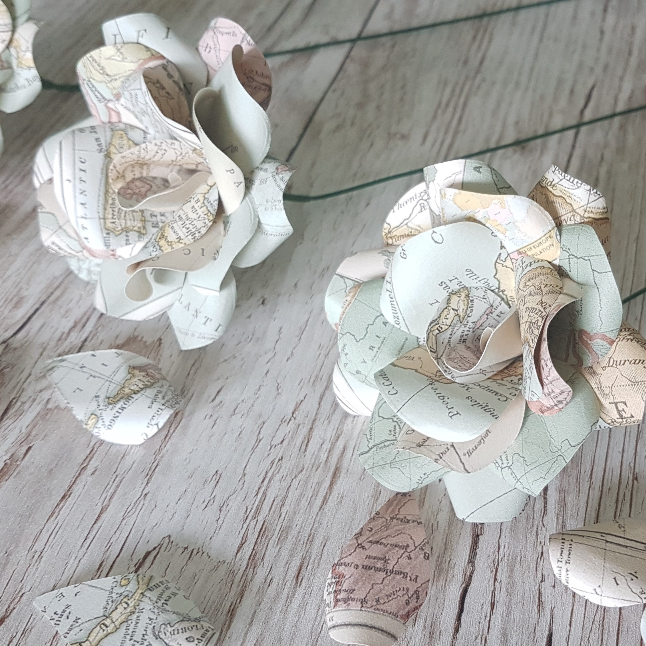 3 X Map Roses Paper Flowers Bouquet Paper Roses Beautiful - Etsy UK
