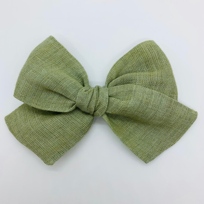 Linen Hair Bow Fall Hand Tied | Etsy
