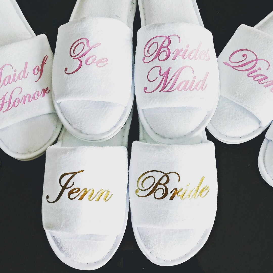 Personalized Bridesmaid Slippers - Bride -maid of Honor - Bridesmaid ...