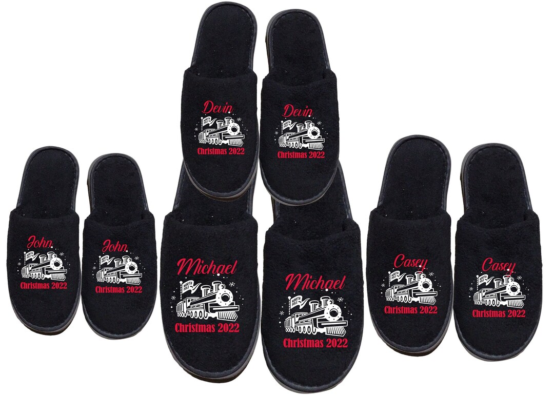 Christmas Family Slippers - Train - Winter Slippers - Personalize With ...