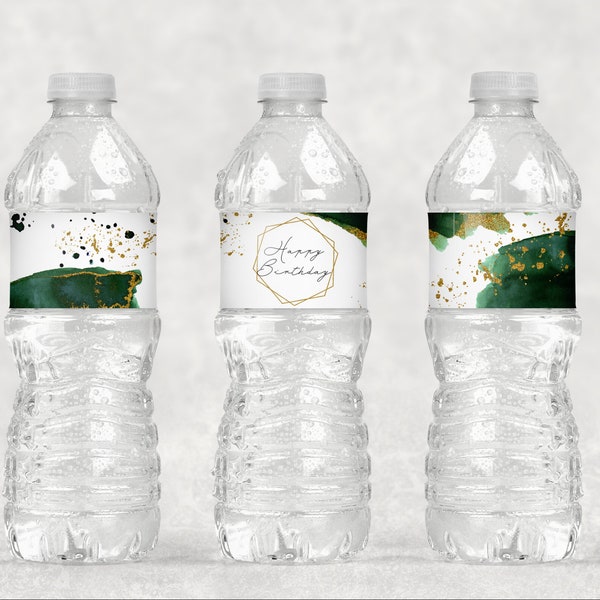 Green and Gold Water Bottle - Etsy