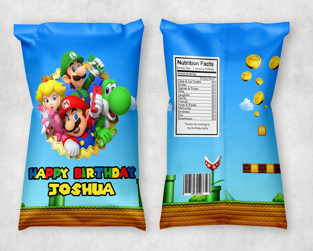 Super Mario Bros Chip Bag // Digital Download // Personalized Chip Bag ...