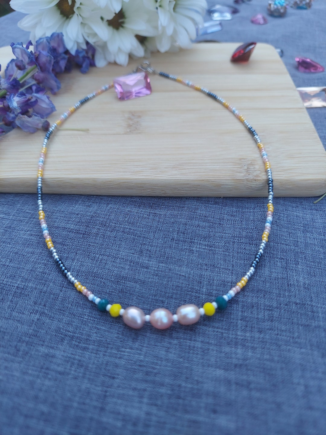 Handmade Seed Bead Necklace-beaded Choker- One of a Kind Necklace ...