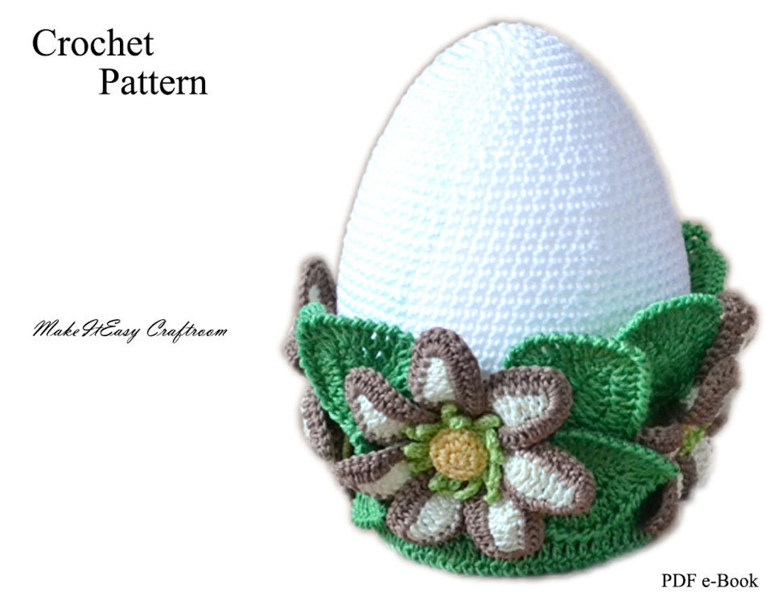 Easter Egg With Flower Decor Crochet Pattern Large Floral Adorned Egg Freestanding Ornament ...