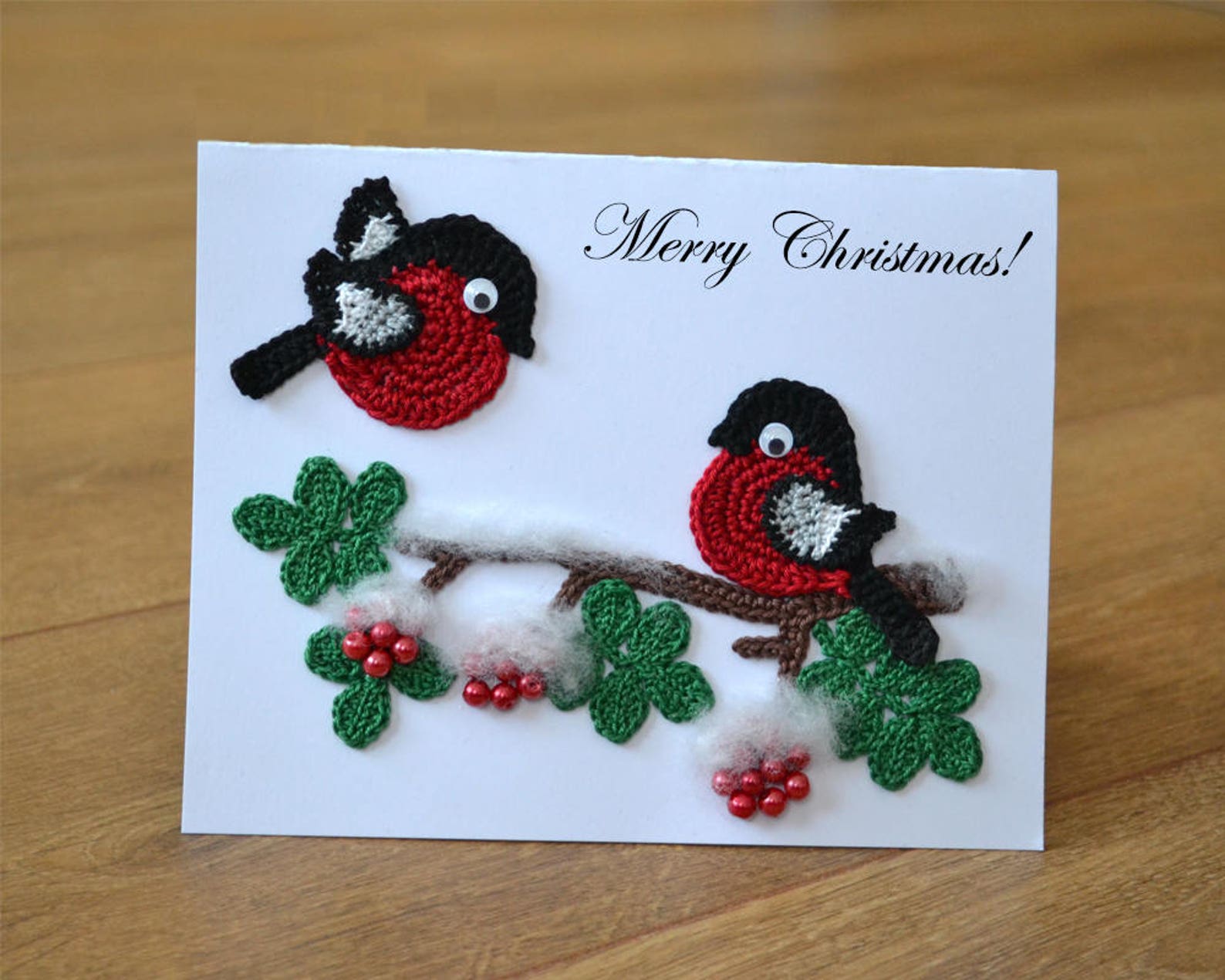 Robin on Branch Crochet Pattern: Christmas Card Applique (PDF Pattern ...