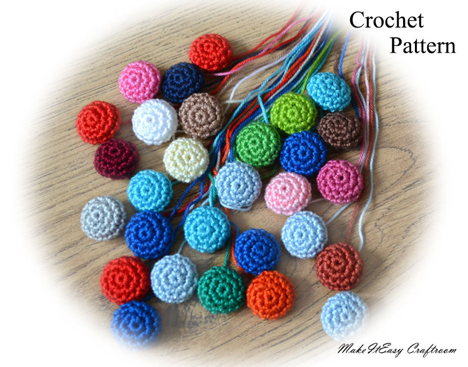 Crochet Covered Buttons PDF Tutorial: Decorative Round Buttons (digital ...